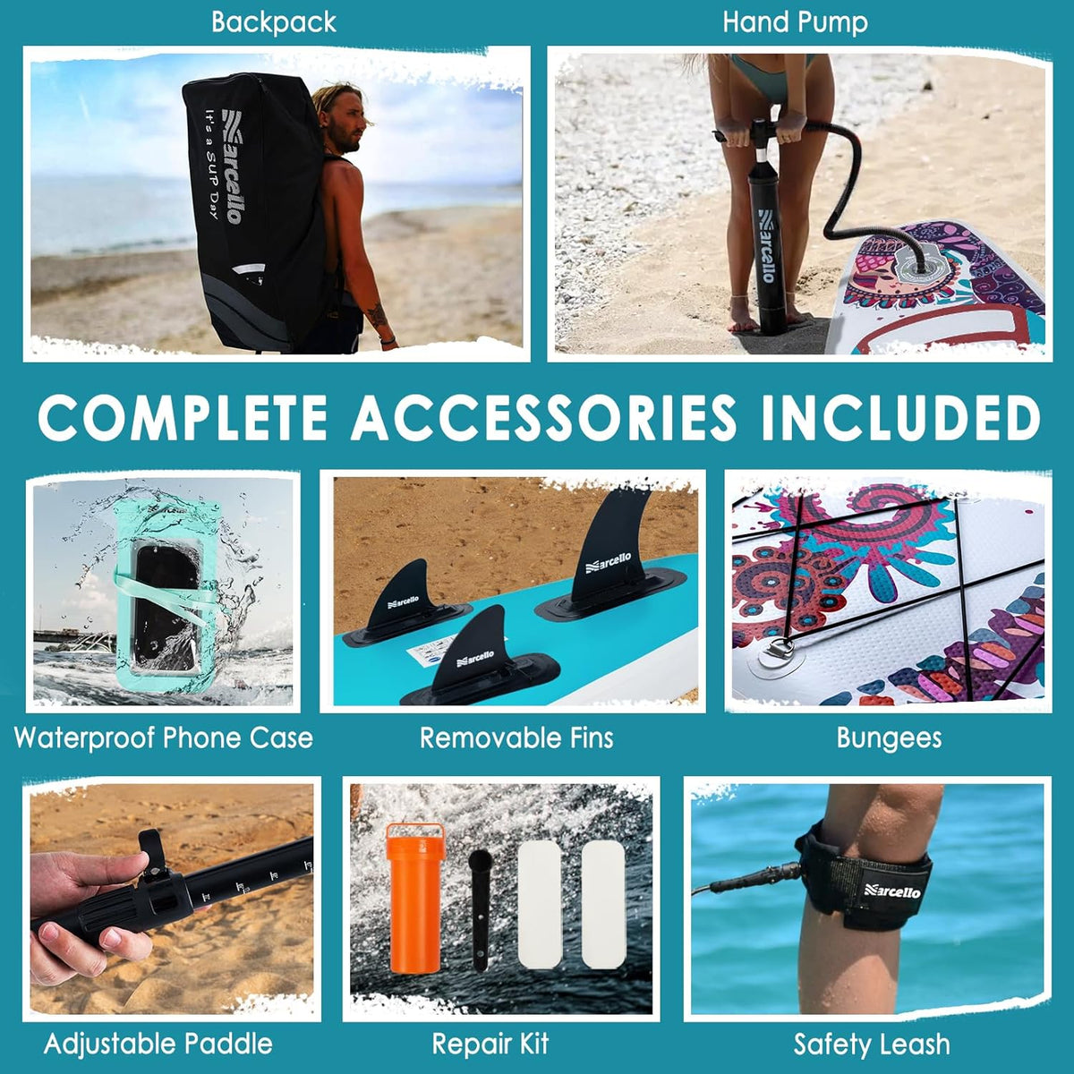 10'6" Ultra-Wide Inflatable SUP Board | 420lb Capacity Lightweight Pad ...